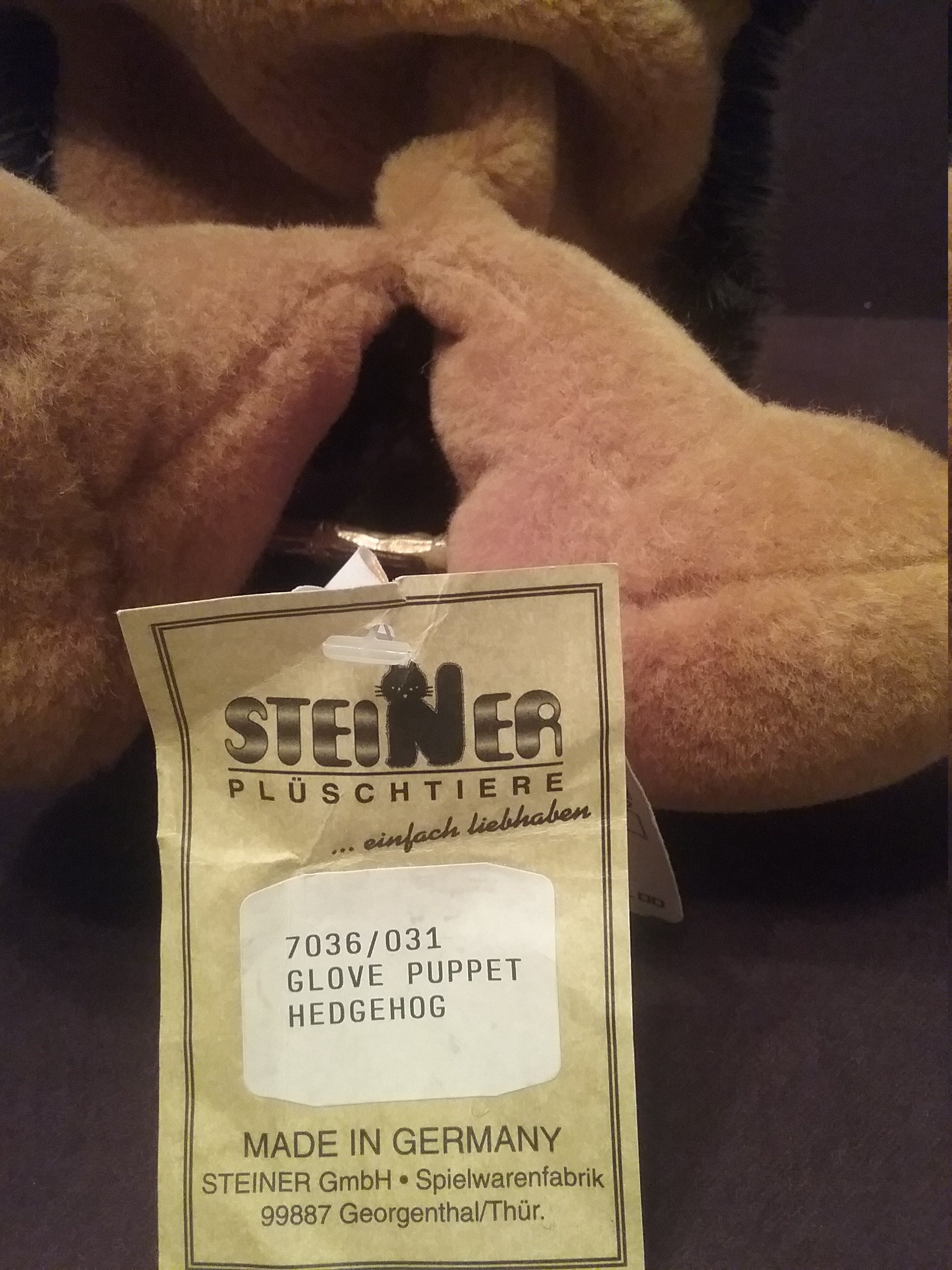 STEINER Plush Hedgehog Glove Puppet NWT - Etsy