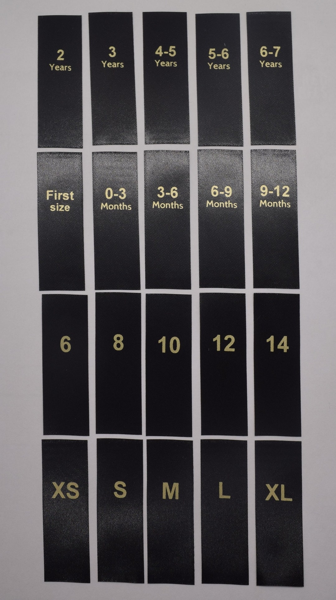 Sizing Labels Mix, Pick a Size or Add Your Own! Clothing Labels / Silky ...