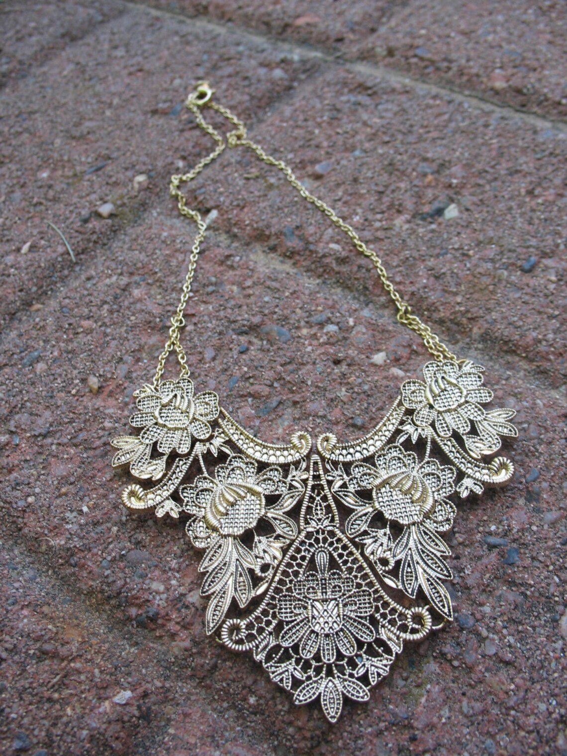 Gold Filigree Collar/bib Necklace - Etsy
