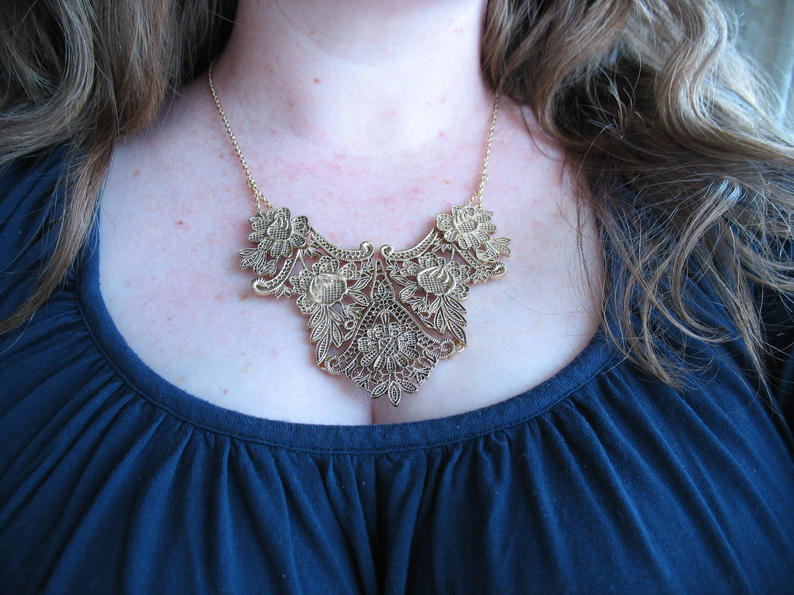 Gold Filigree Collar/bib Necklace - Etsy