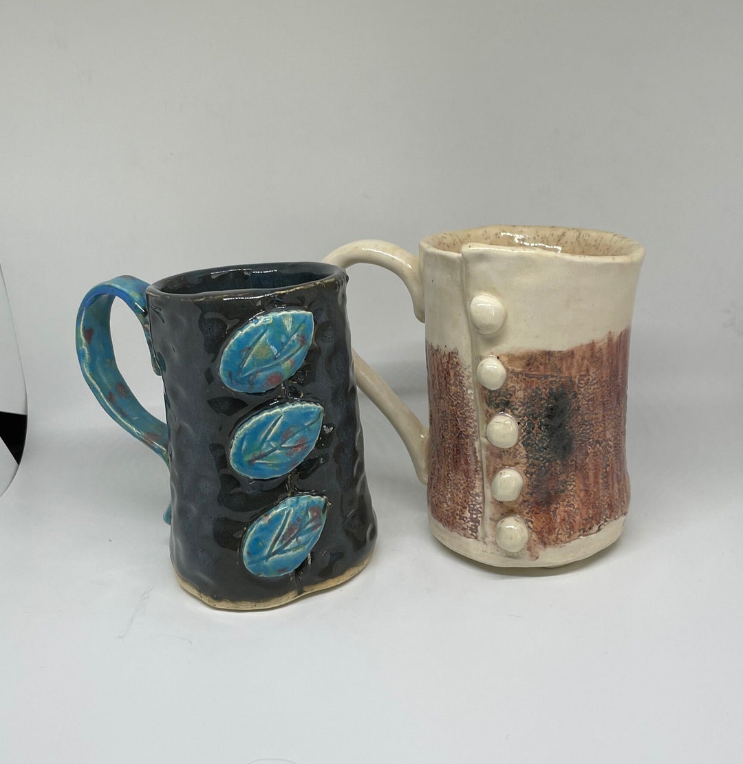 Set of 2 Sweater Mugs Cable Knit Handmade Eileen Cochran Pottery ...