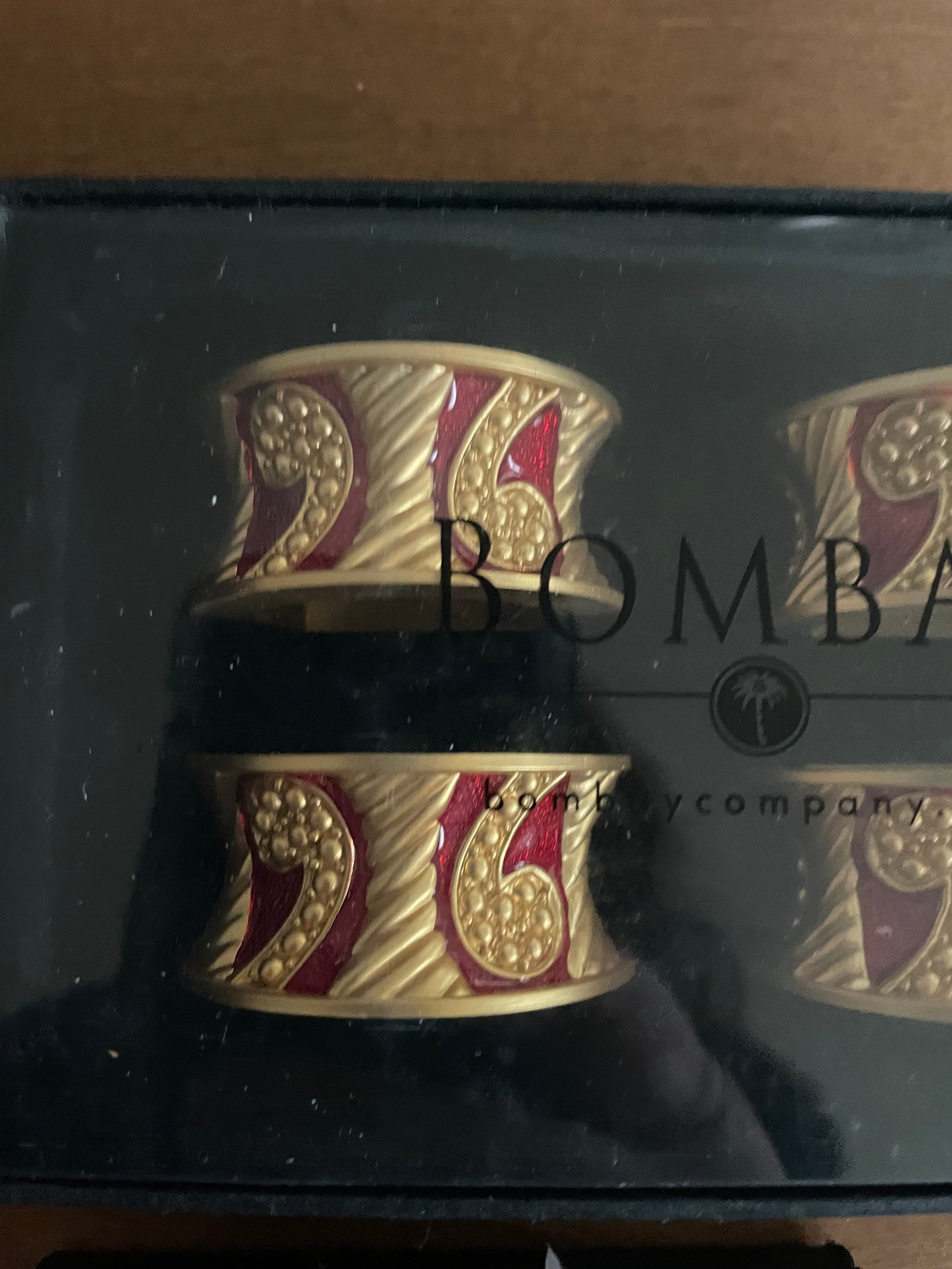 Bombay Company Enamel Napkin Ring Holders Plus Salt and Pepper Shakers ...