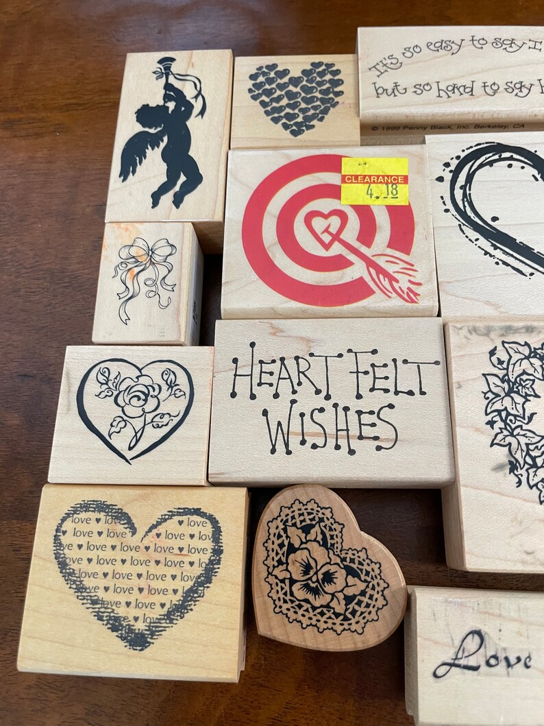 Wooden Rubber Stamps Lot Valentine's Day Hearts Vintage 1990s Psx ...