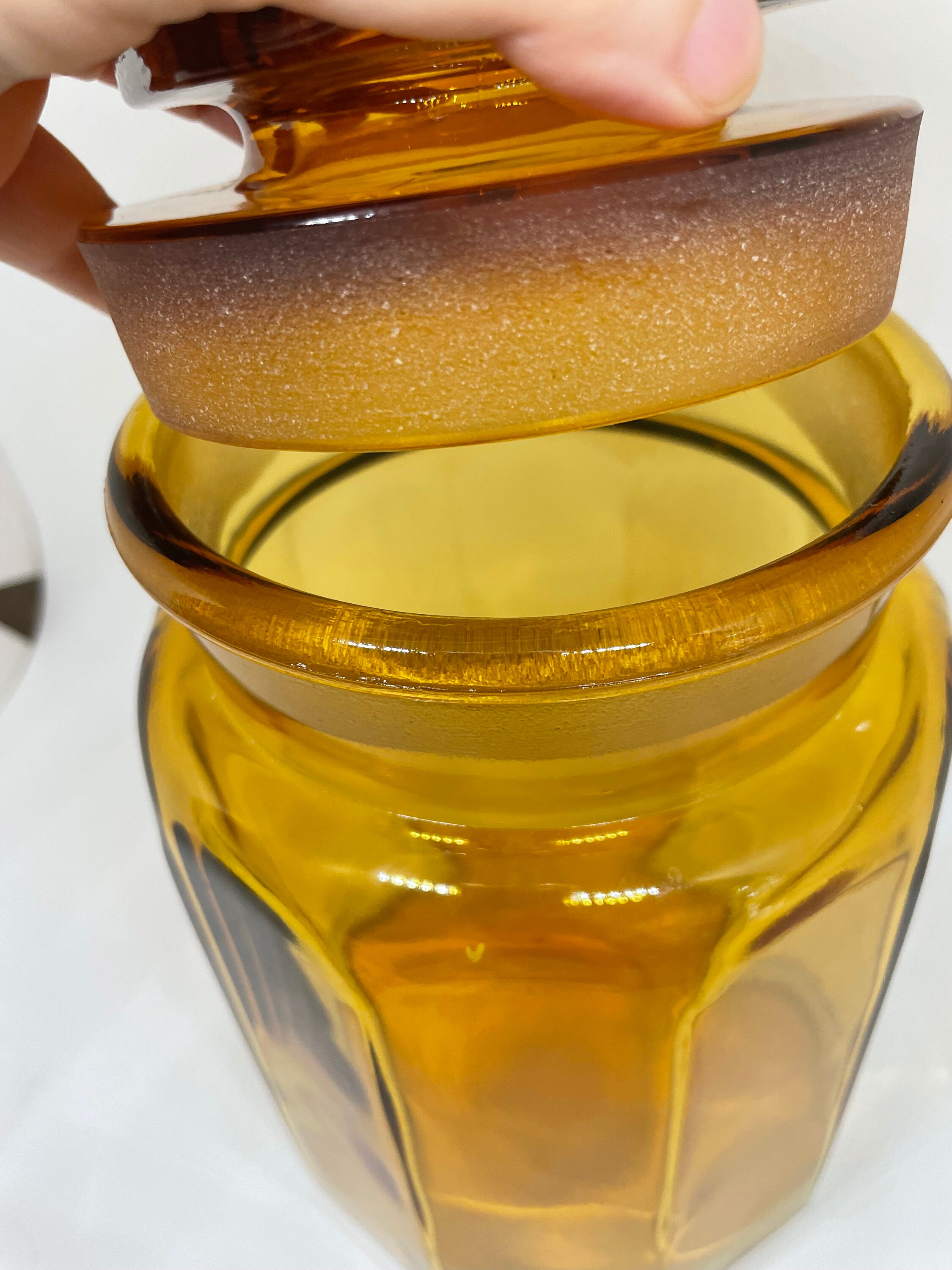 Vintage LE Smith 10 Panel Amber Glass Apothecary Canister Jar W/lid 10 ...