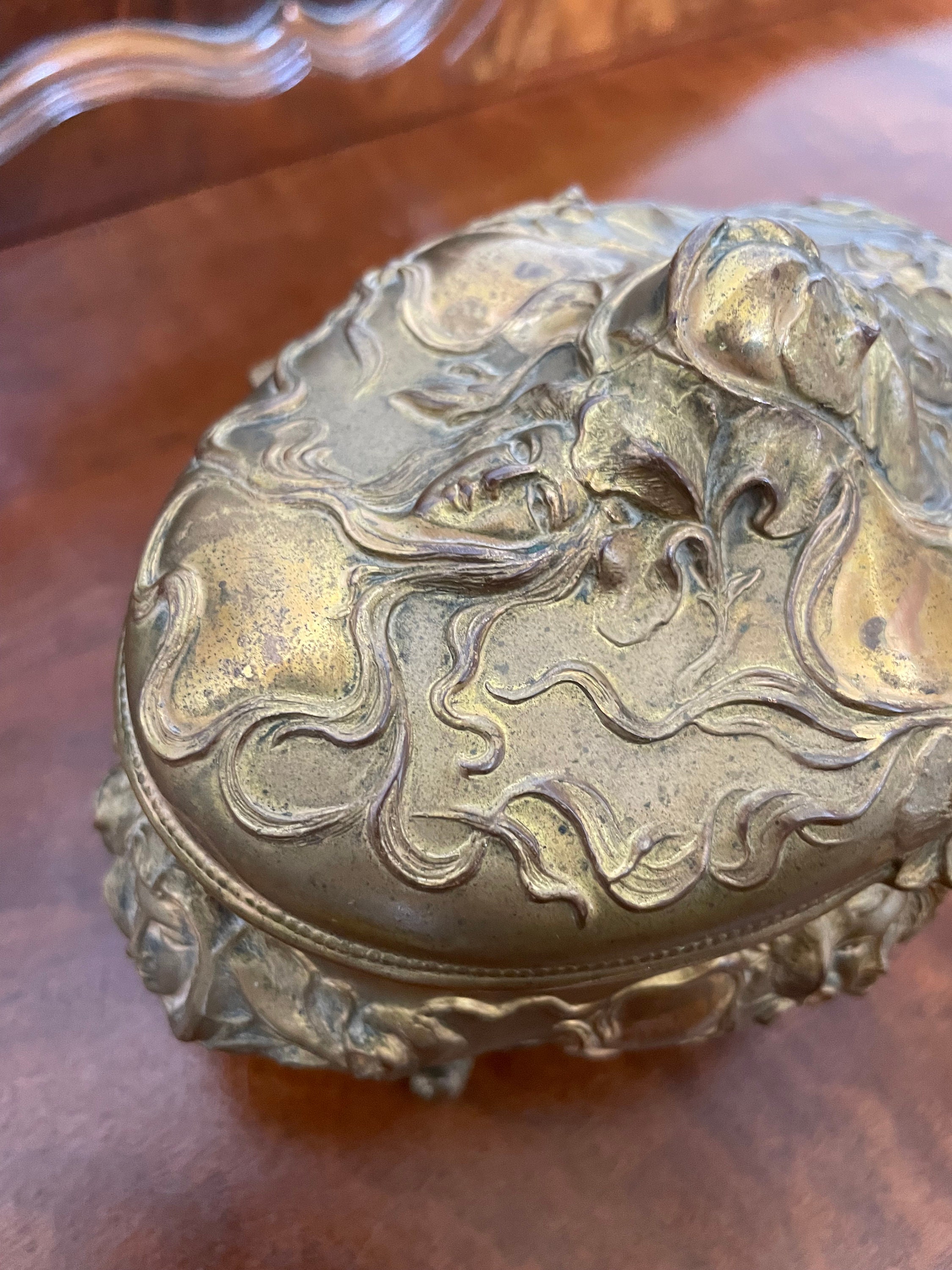 Jewelry Casket Box Art Nouveau Gold Metal Vintage 1904 Patent - Etsy