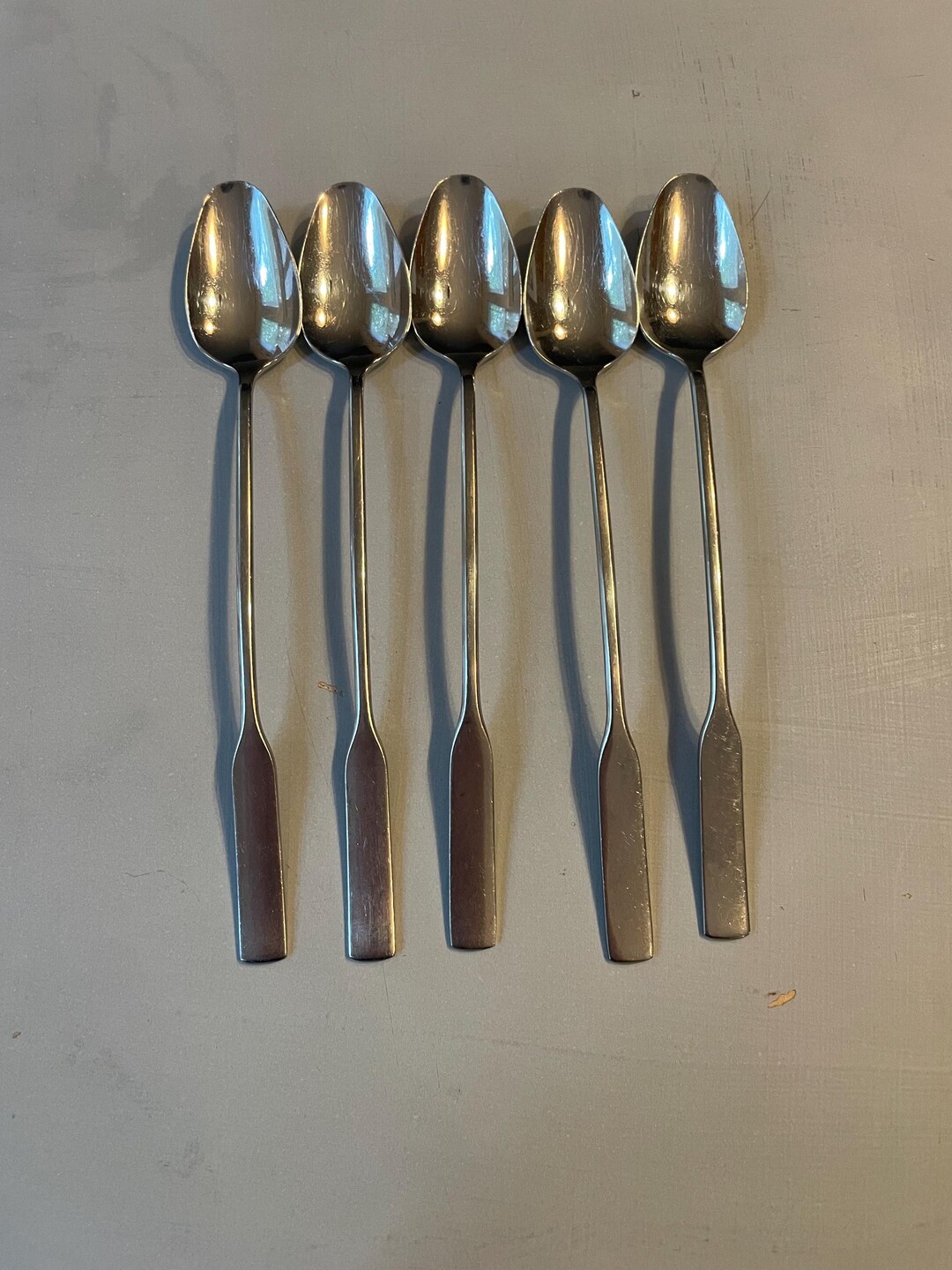 Oneida Modern Antique Stainless Steel Setof 5 Iced Tea Spoons Teaspoons ...