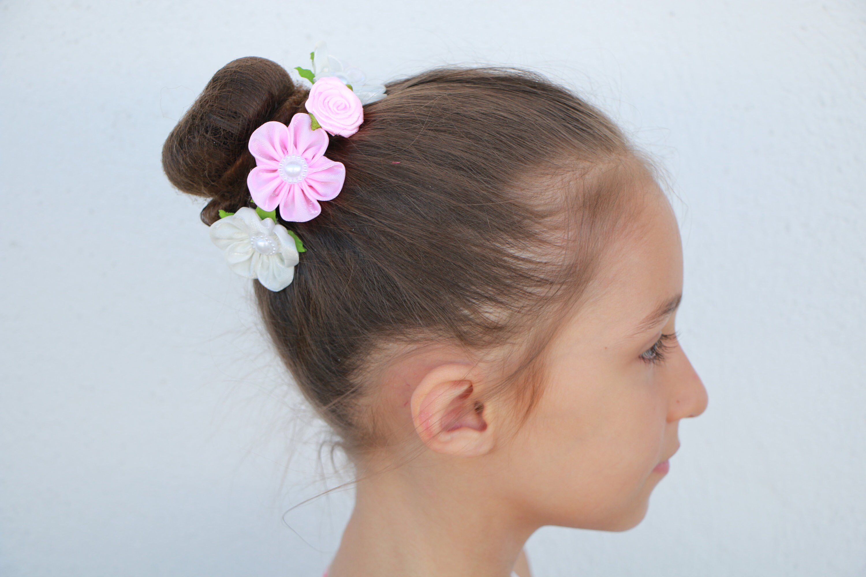 Hair Bun Wrap, Floral Bun Wrap, Bun Holder, Dance Hair Flowers, Bun ...