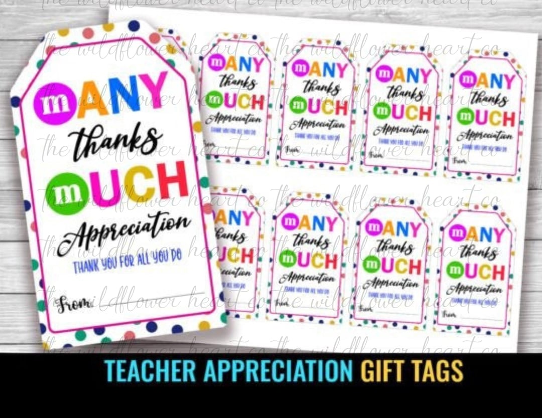Many Many Thanks Gift Tag | Candy Gift Tag | Thanks for All You Do ...