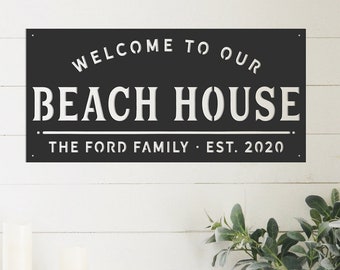 Metal Beach House Sign - Etsy