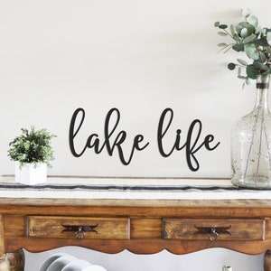 Lake Life Metal Sign 2 Pieces Metal Wall Art Lakehouse Sign Metal Words ...