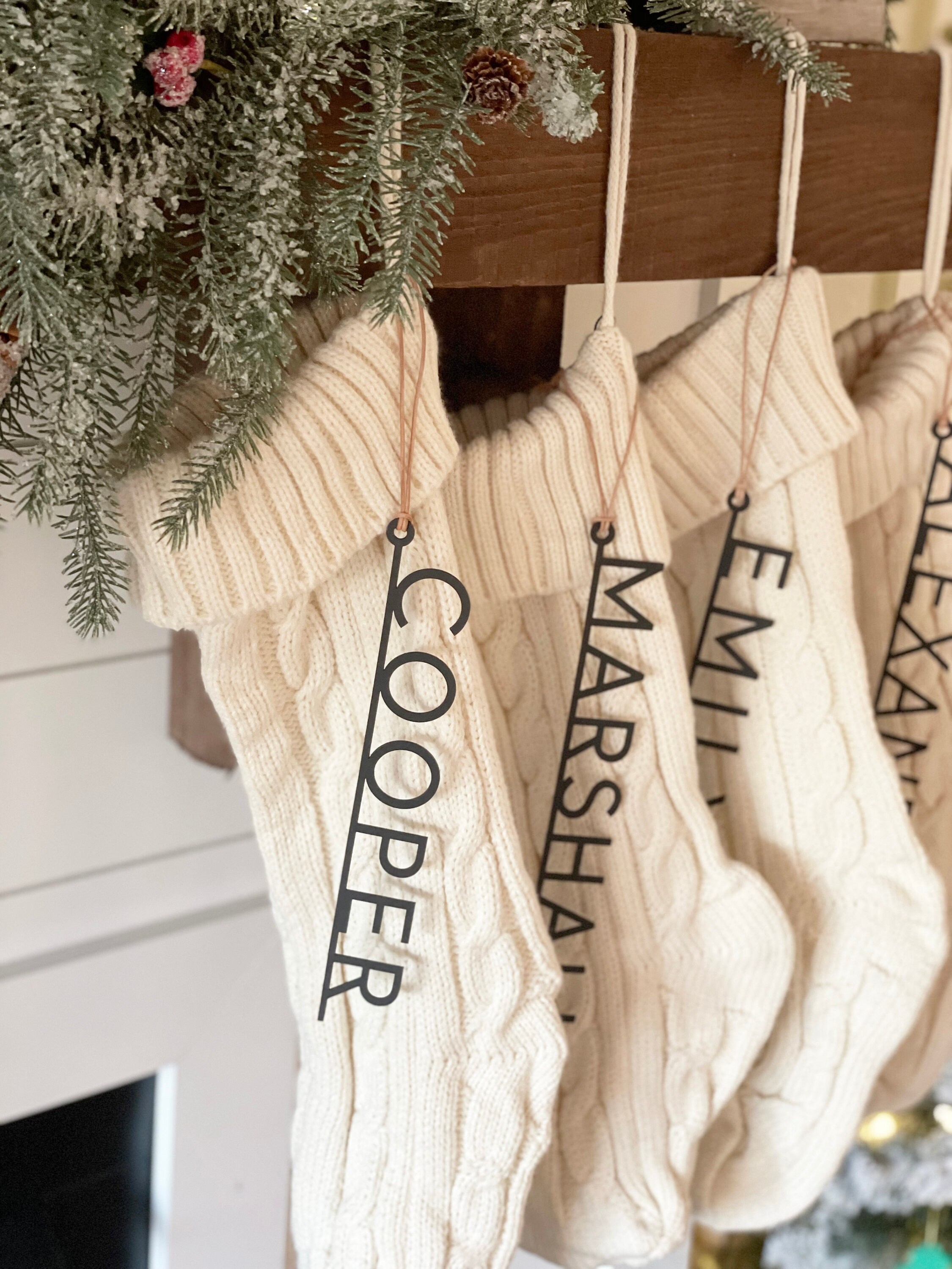 Modern Stocking Name Stocking Names Metal Stocking Name Tag Christmas ...