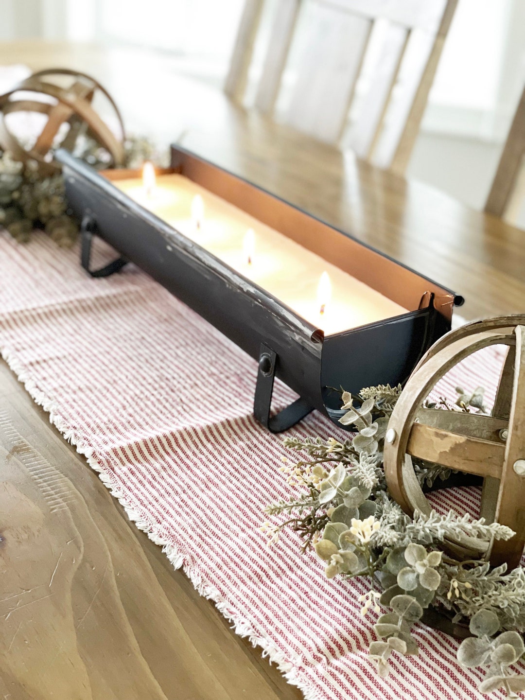 BUNDLE Table Runner Black Chicken Feeder Candle Dining Table Decor ...