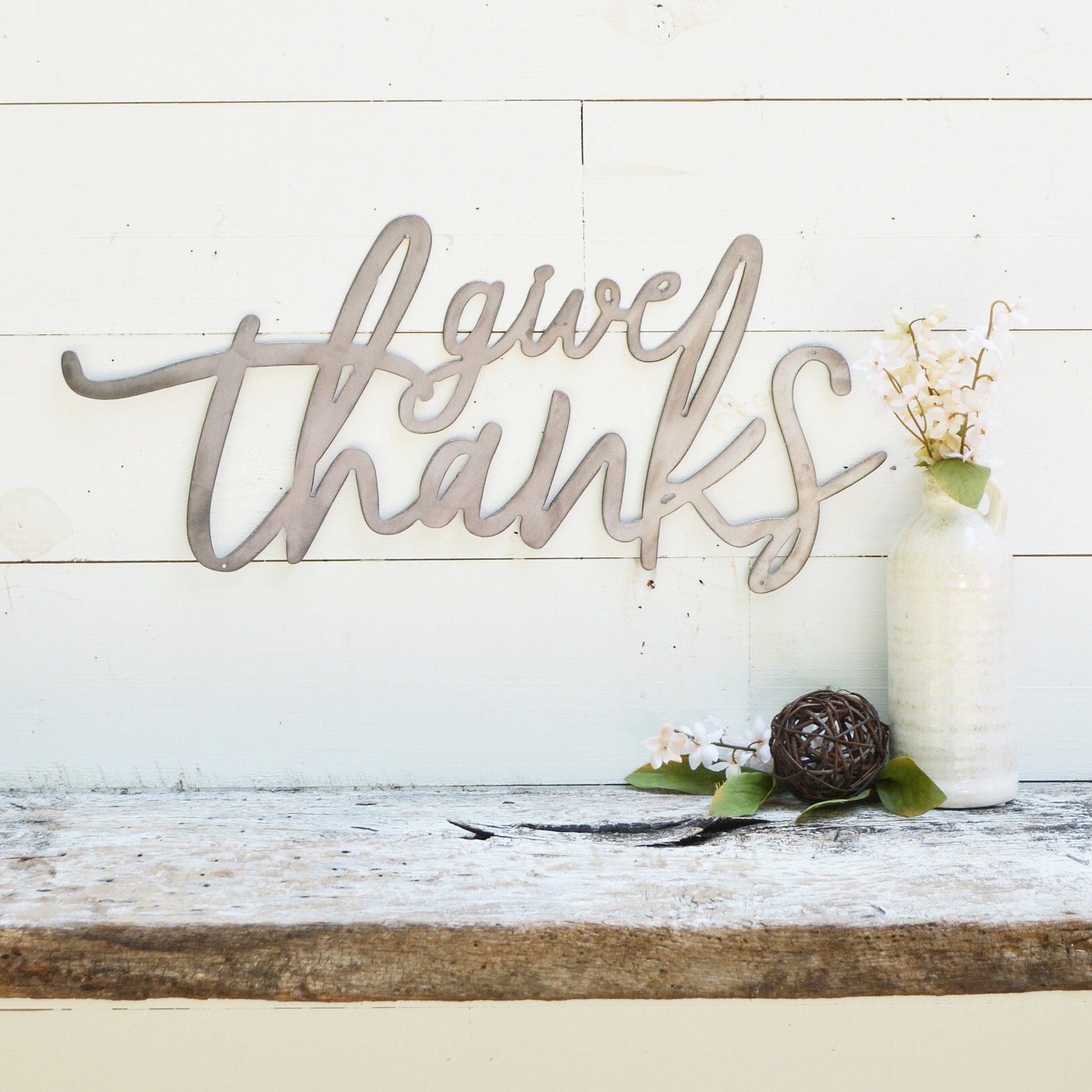 Give Thanks Metal Sign Metal Wall Art Metal Words | Etsy