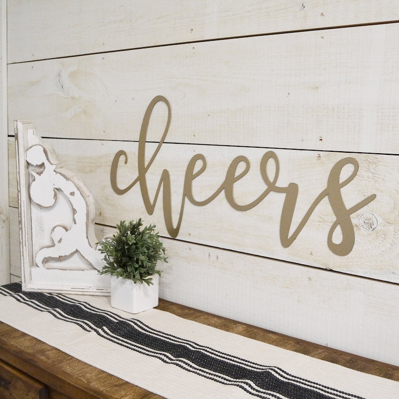 Cheers Metal Sign Metal Wall Art Cheers Sign Metal Words - Etsy