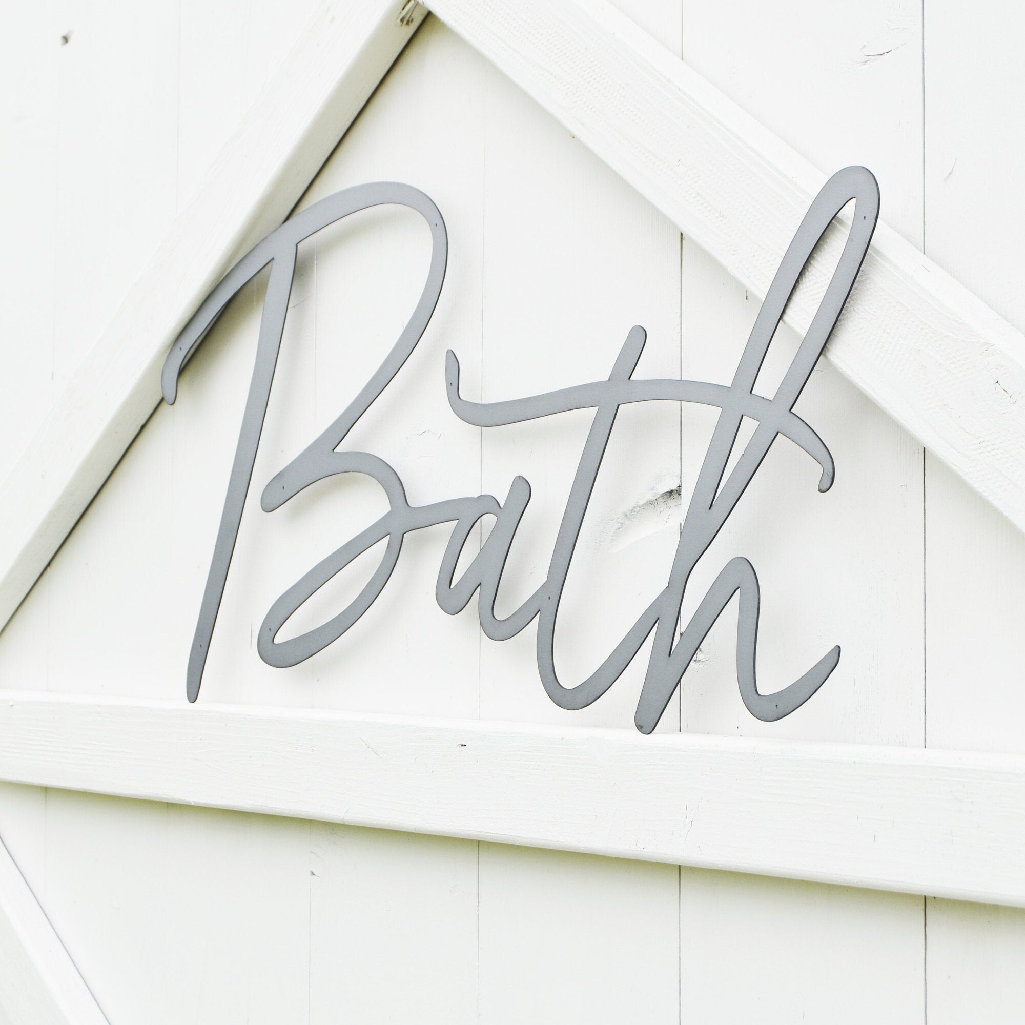 Bath Metal Sign Metal Wall Art Bath Sign Metal Words | Etsy