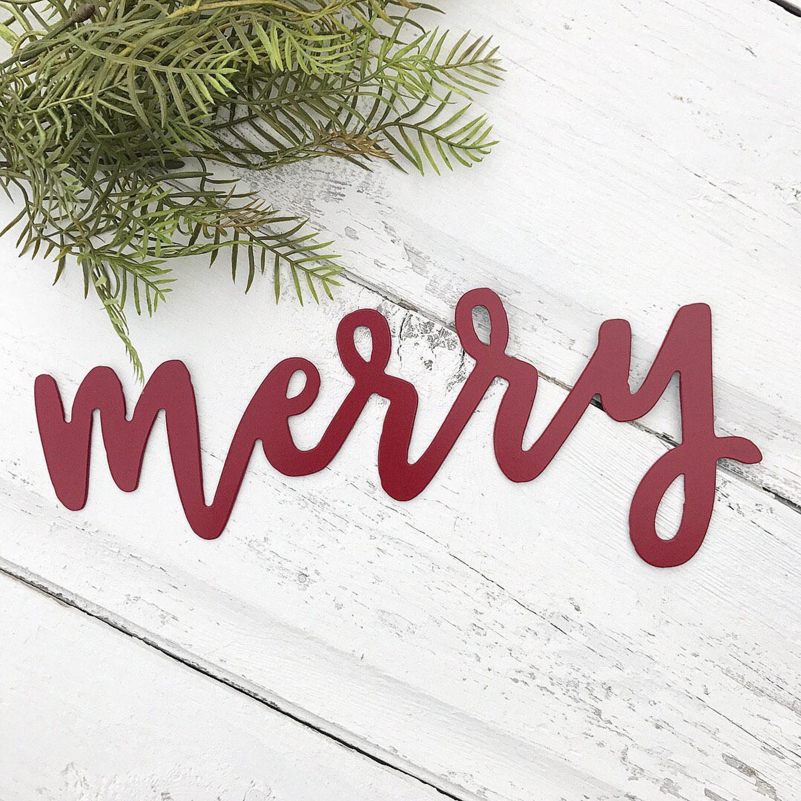 Merry Metal Sign Metal Wall Art Porch Decor Metal Words | Etsy