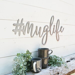 Mug Life Coffee Dining Room Coffee Bar Metal Wall Art Metal Word ...