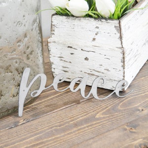 Peace Metal Sign Metal Wall Art Peace Sign Metal Words Metal Wall Decor ...
