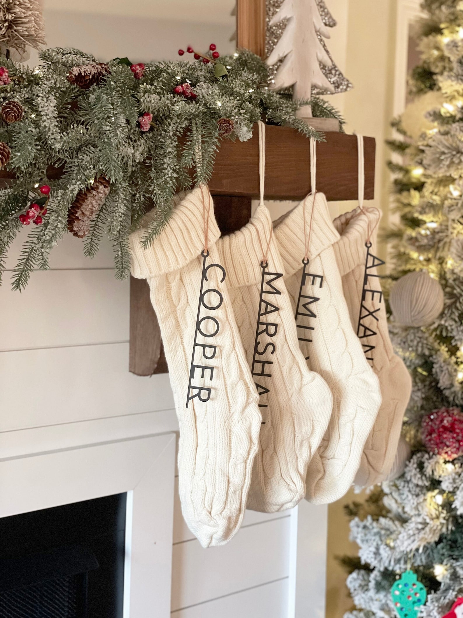 Modern Stocking Name Stocking Names Metal Stocking Name Tag Christmas ...