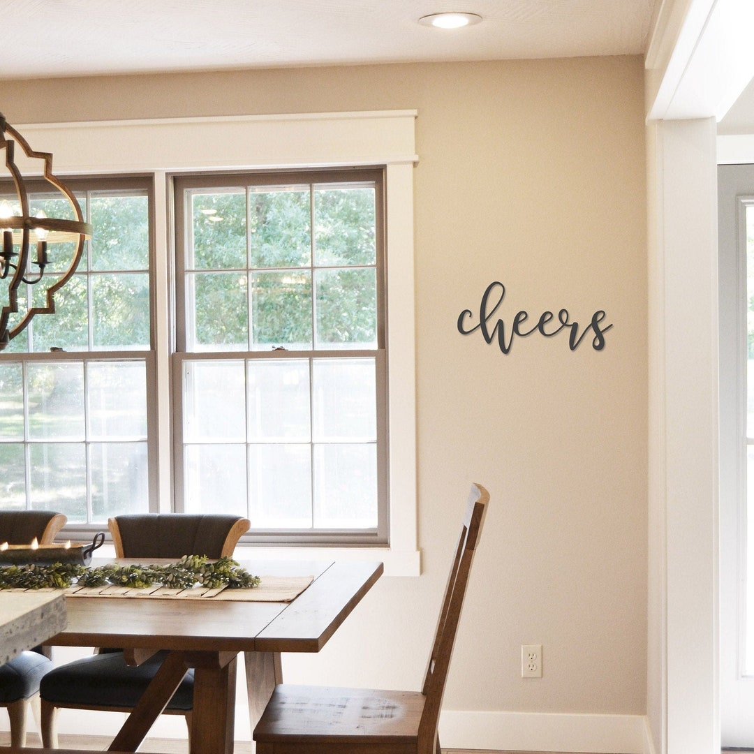 Cheers Metal Sign Metal Wall Art Cheers Sign Metal Words Celebrate ...