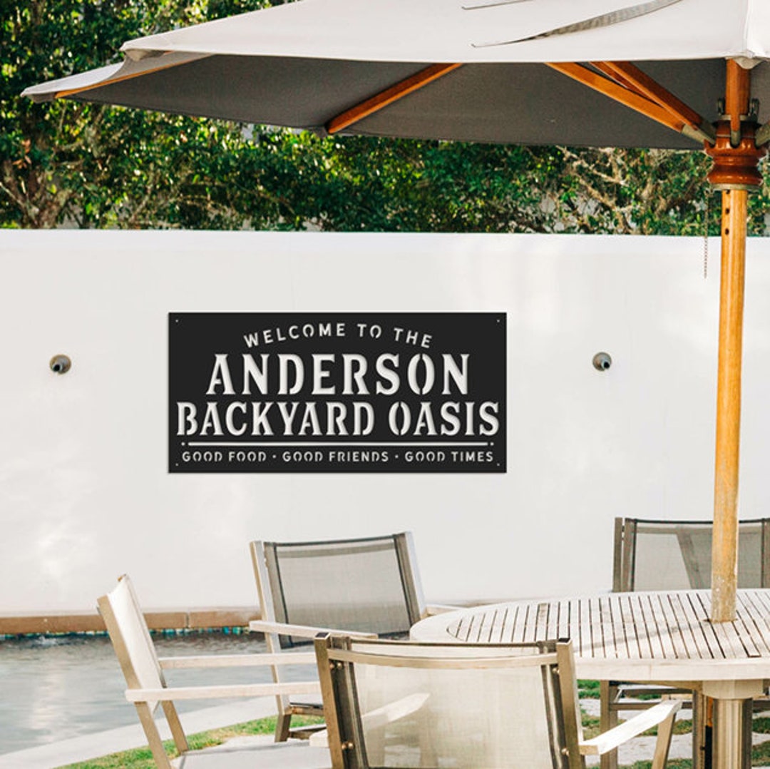 Personalized Backyard Oasis Backyard Memories Metal Sign Welcome Sign ...