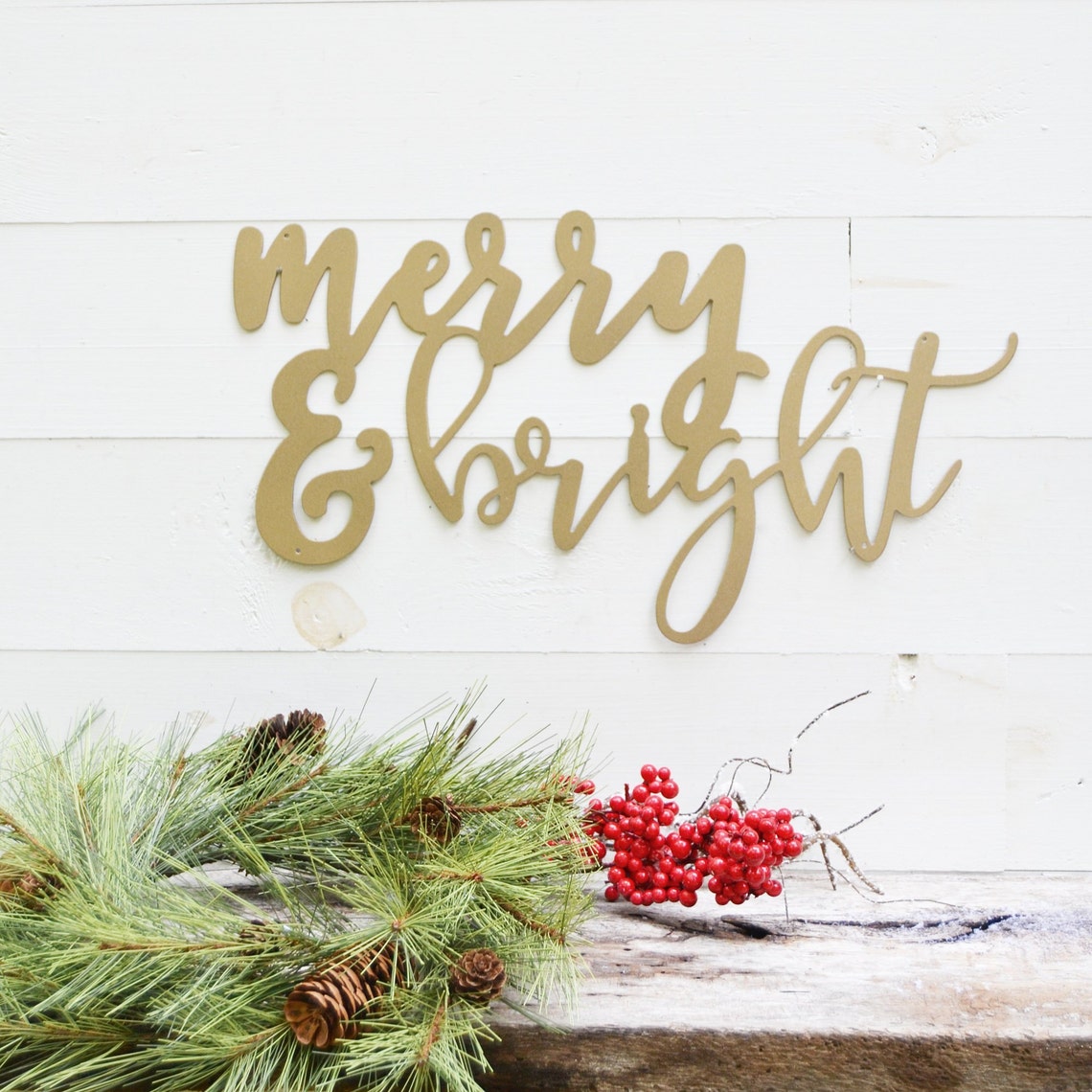 Merry and Bright Metal Sign Metal Wall Art christmas Sign - Etsy