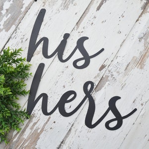 His Hers Metal Sign Metal Wall Art Metal Words Bathroom Decor Master ...