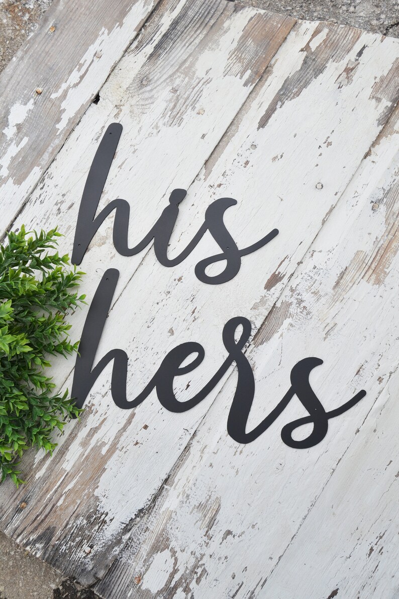 His Hers Metal Sign Metal Wall Art Metal Words bathroom - Etsy