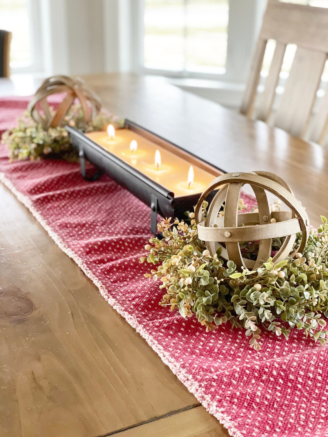 BUNDLE Table Runner Chicken Feeder Candle Dining Table Decor Tabletop ...