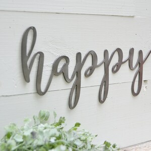 Happy Metal Sign - Metal Wall Art - Happy Word Sign - Metal Words ...