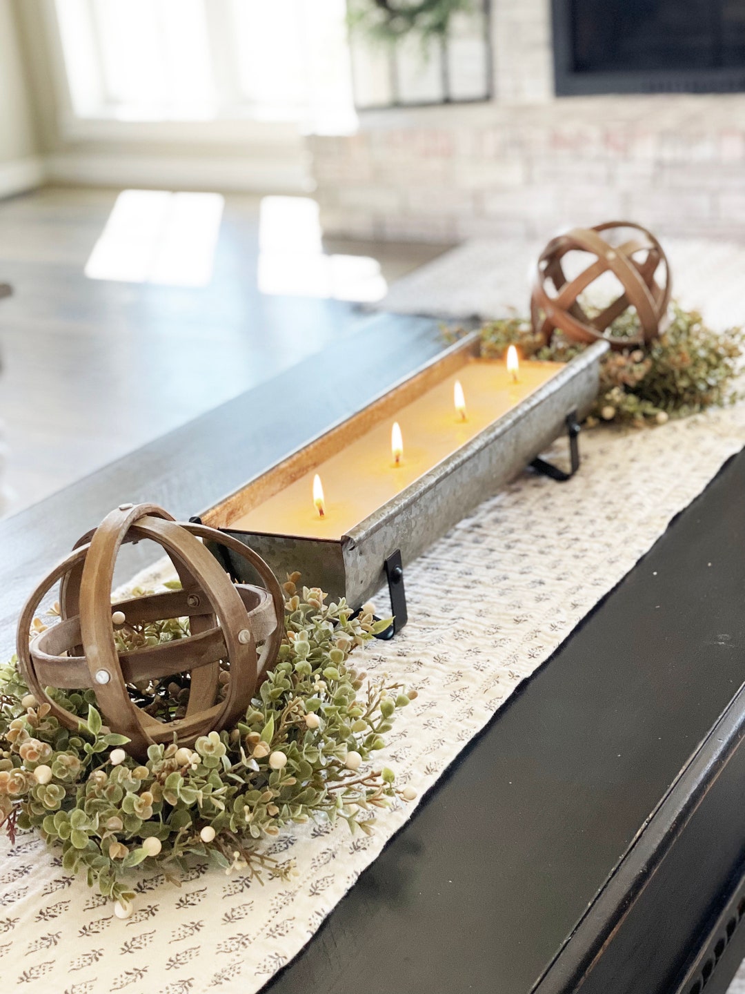 BUNDLE Table Runner Chicken Feeder Candle Dining Table Decor Tabletop ...