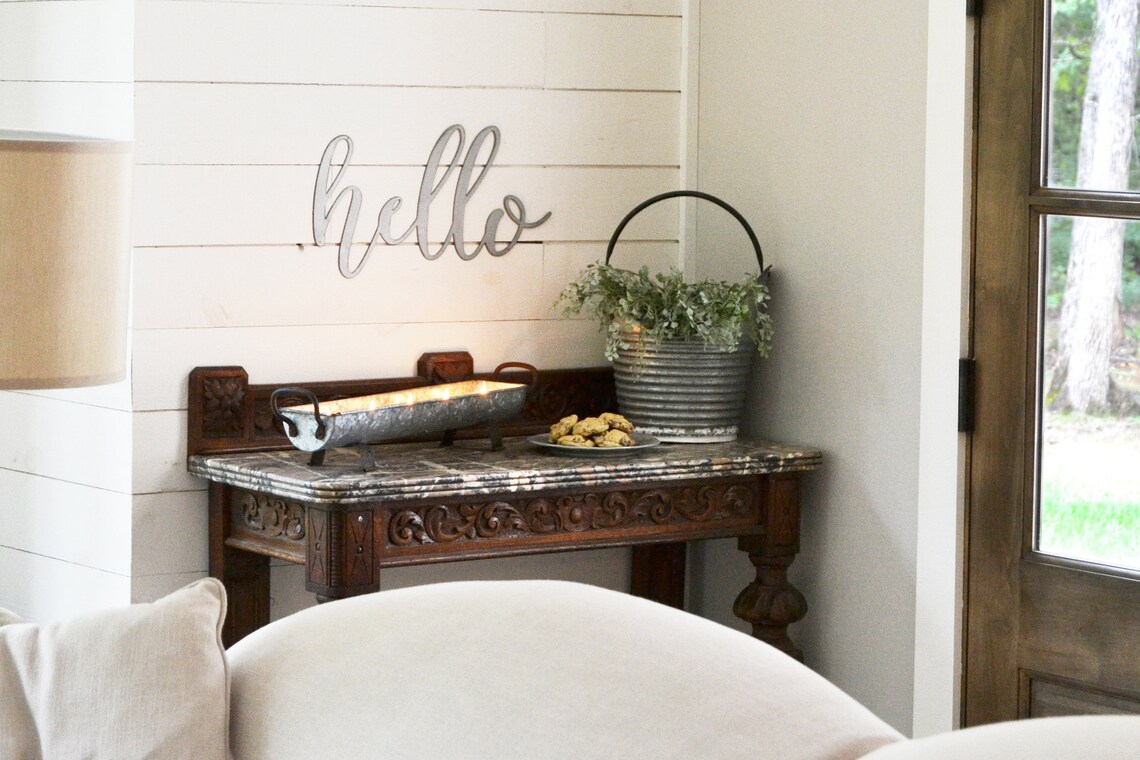 Hello Metal Sign Metal Wall Art Hello Sign Metal Words | Etsy