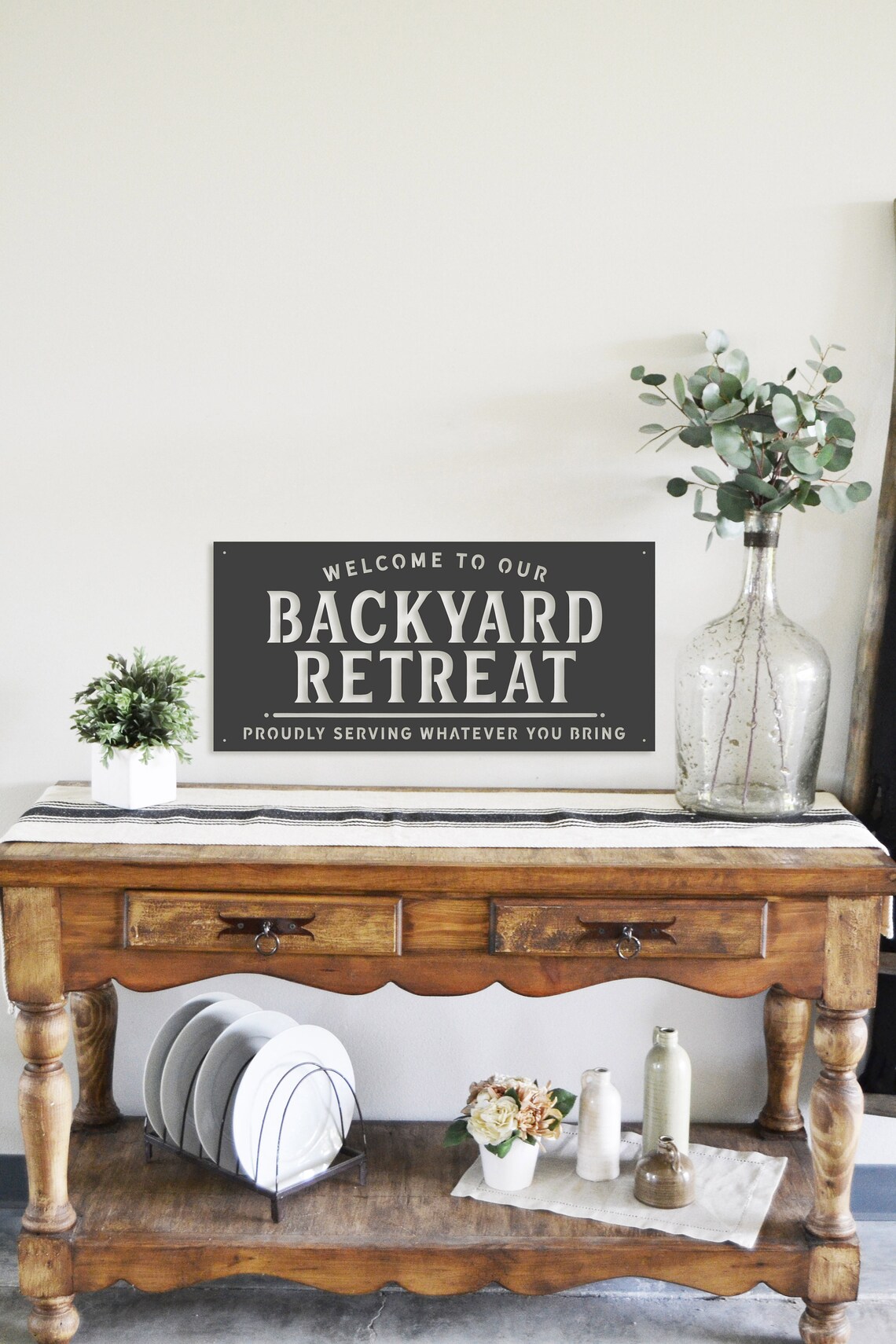 Welcome to Our Backyard Retreat Proudly Serving Metal Sign - Etsy