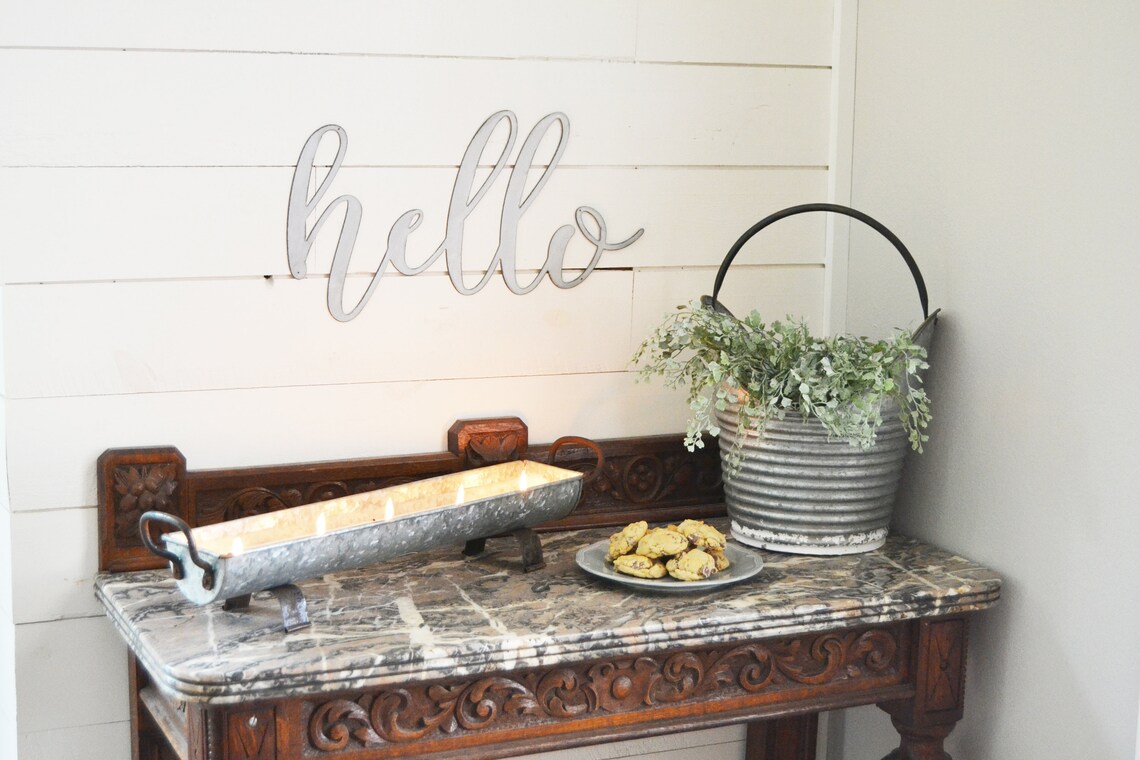 Hello Metal Sign Metal Wall Art Hello Sign Metal Words | Etsy