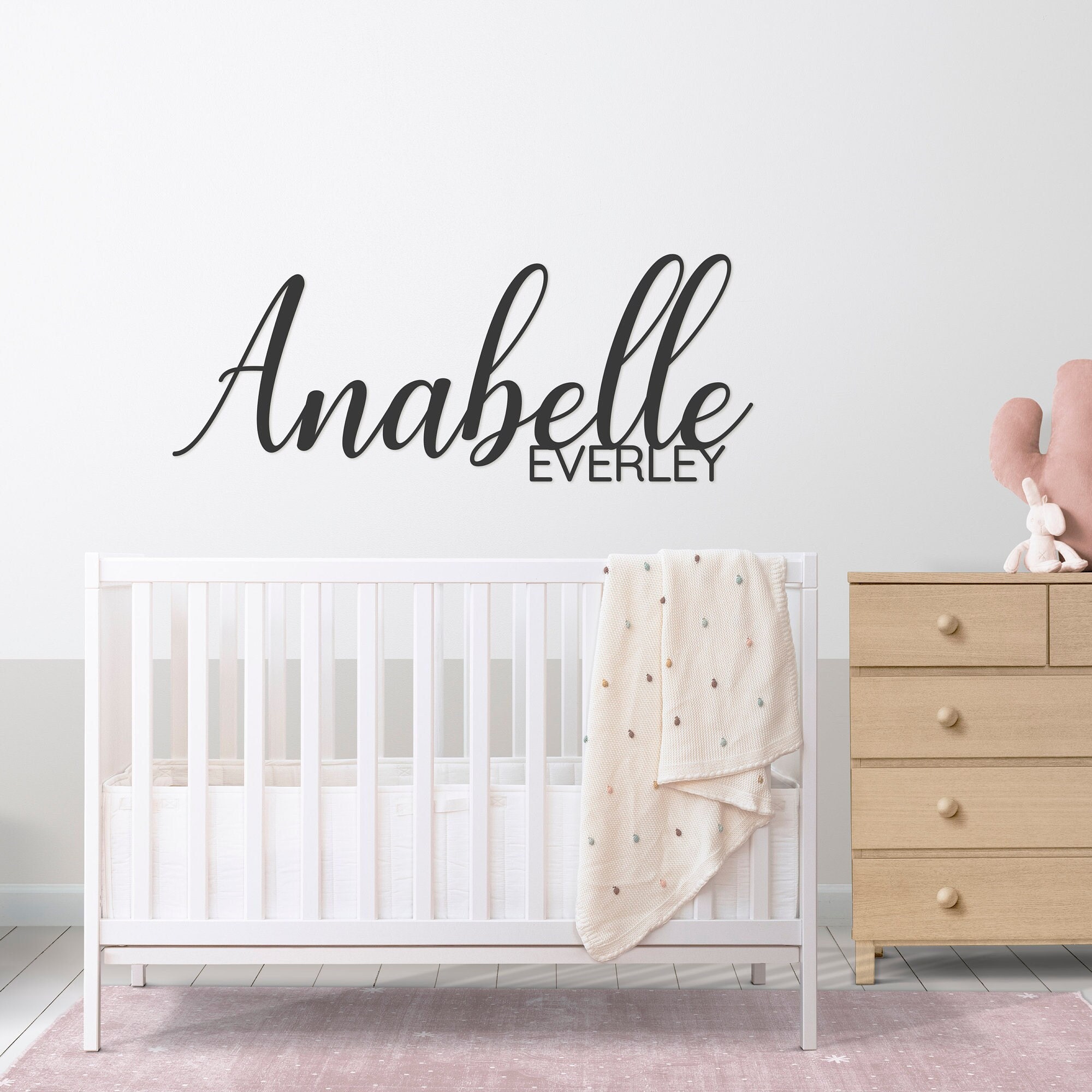 Custom First and Middle Name Sign Metal Words Nursery Name | Etsy