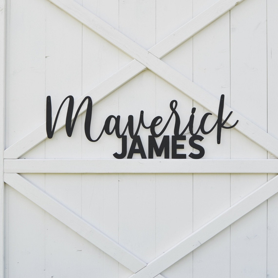 Custom First and Middle Name Sign Metal Words Nursery Name | Etsy