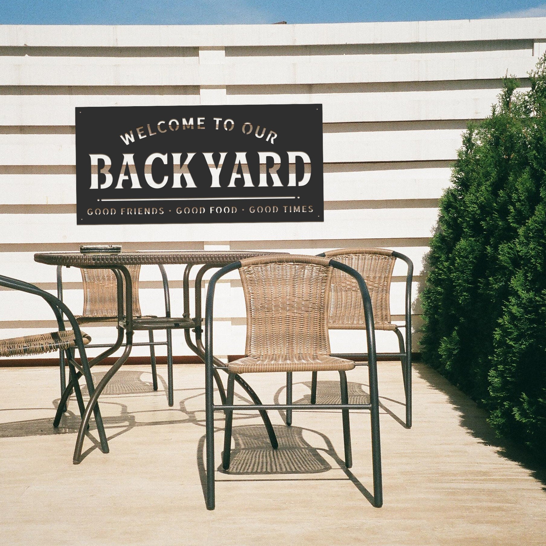 Welcome to Our Backyard Choose Saying Metal Sign Family Patio Simply ...