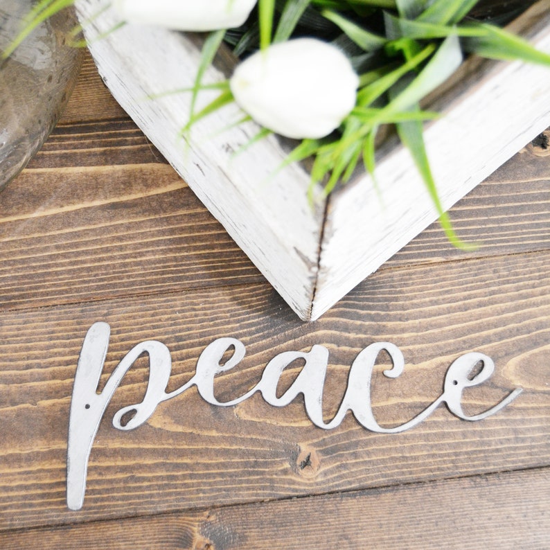 Peace Metal Sign Metal Wall Art Peace Sign Metal Words | Etsy