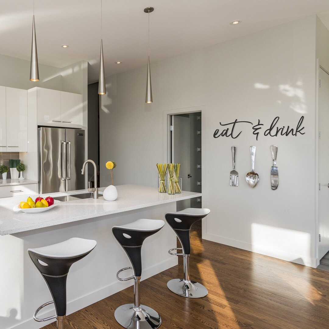 Eat & Drink Kitchen Decor Dining Decor Metal Wall Art Metal Words ...