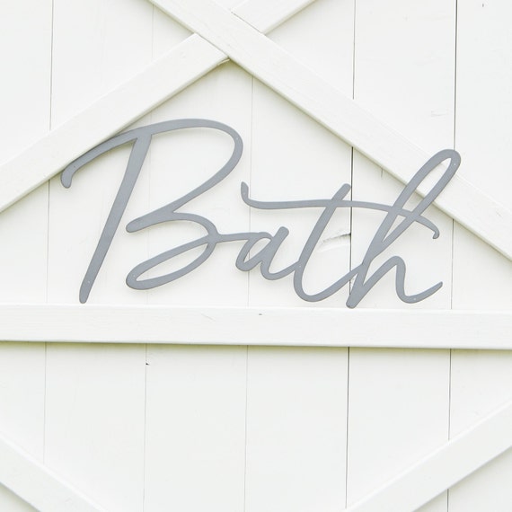 Bath Metal Sign Metal Wall Art Bath Sign Metal Words | Etsy