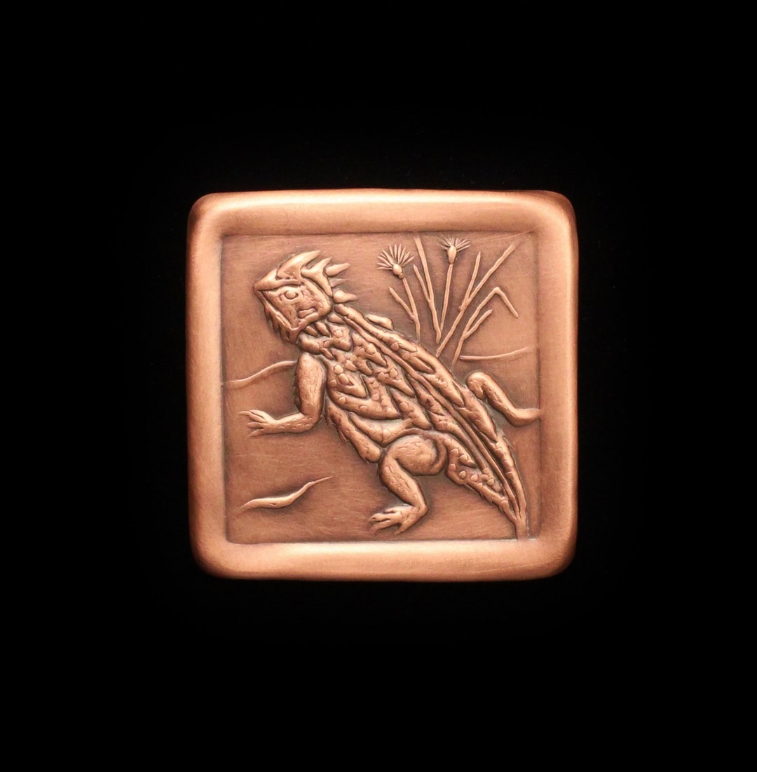 Horned Toad Lizard Tile, 3" X 3" X 1/4", Copper. HTT33 - Etsy