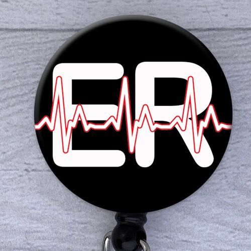 ER Retractable Rhinestone Badge Reel Emergency Room RN ER - Etsy