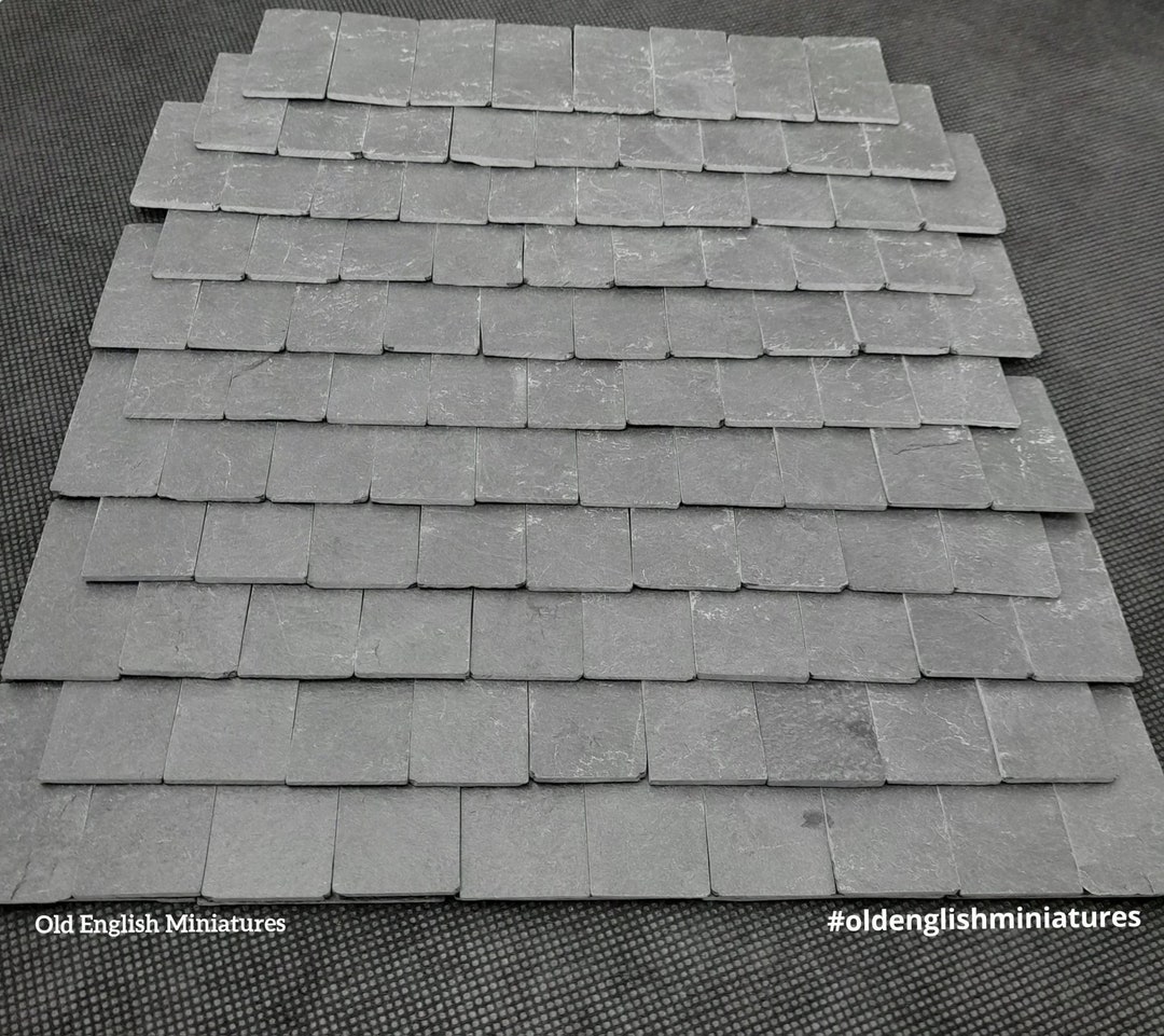 100 Real Miniature Roofing Slates, (straight Edge Design) Hand Crafted ...