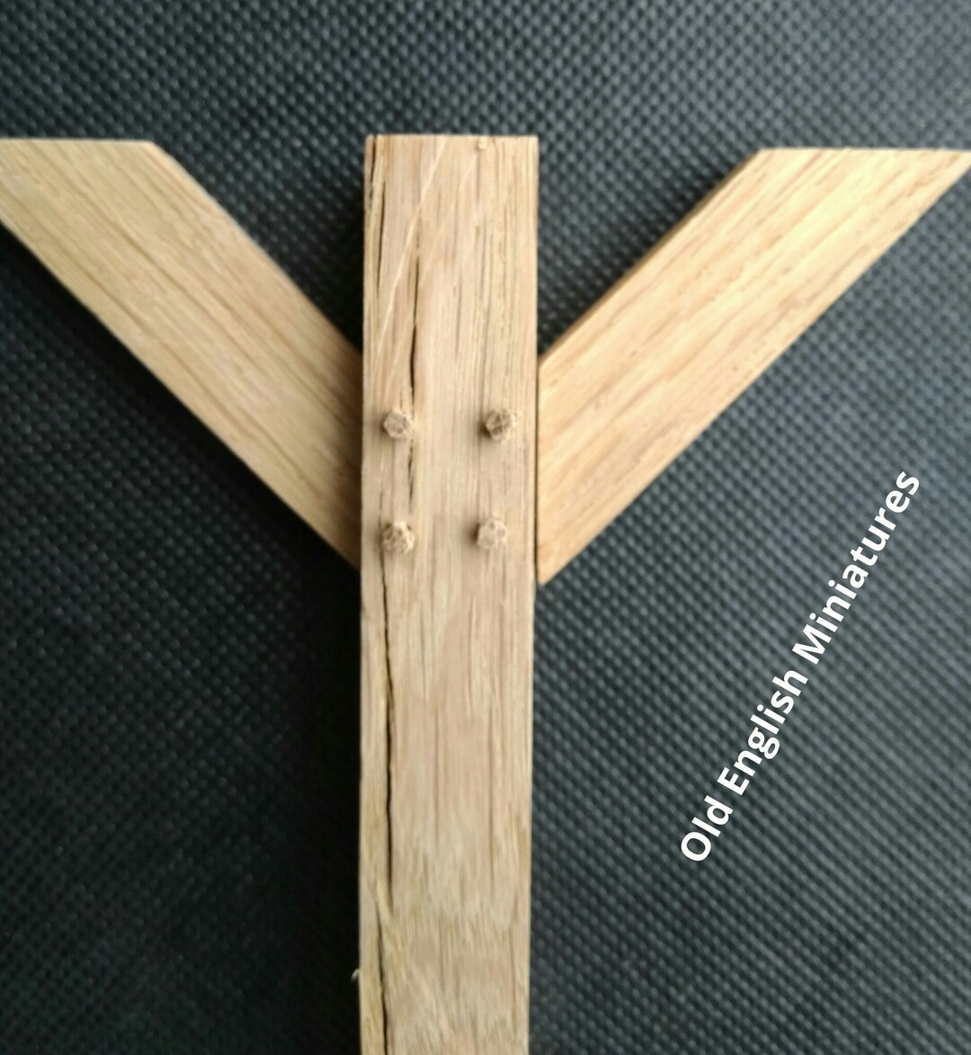 Dolls House Miniature Real Solid Oak Pillar/ Post With Oak Supports and ...