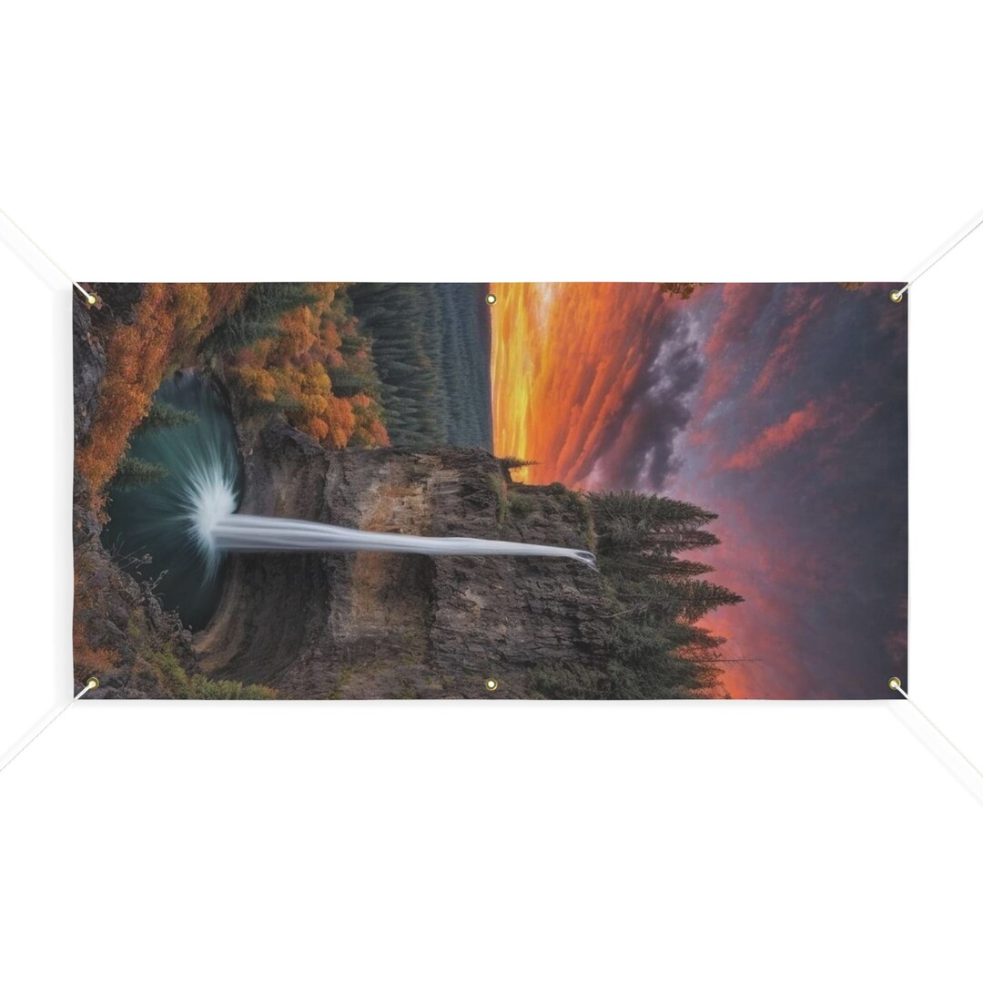 Cascading Waterfall Cloaked in Fall Colorsmatter Banner - Etsy