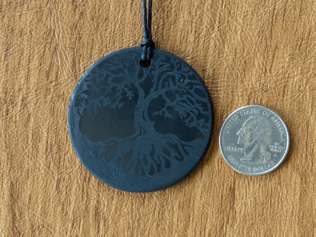 Tree of Life Polished Shungite Pendant - Necklace for EMF Shielding, 5G ...