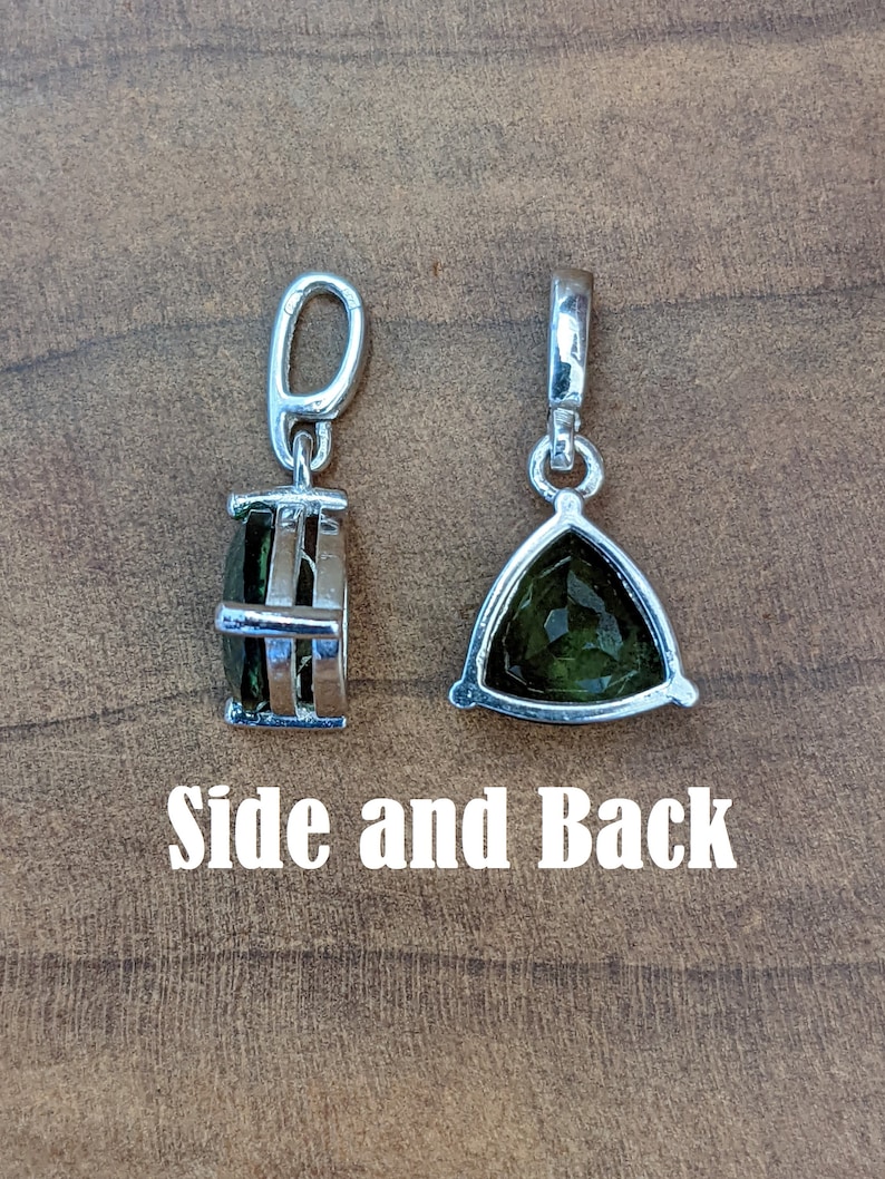 Trillion Facet Moldavite 925 Sterling Silver Pendant - Museum Grade ...