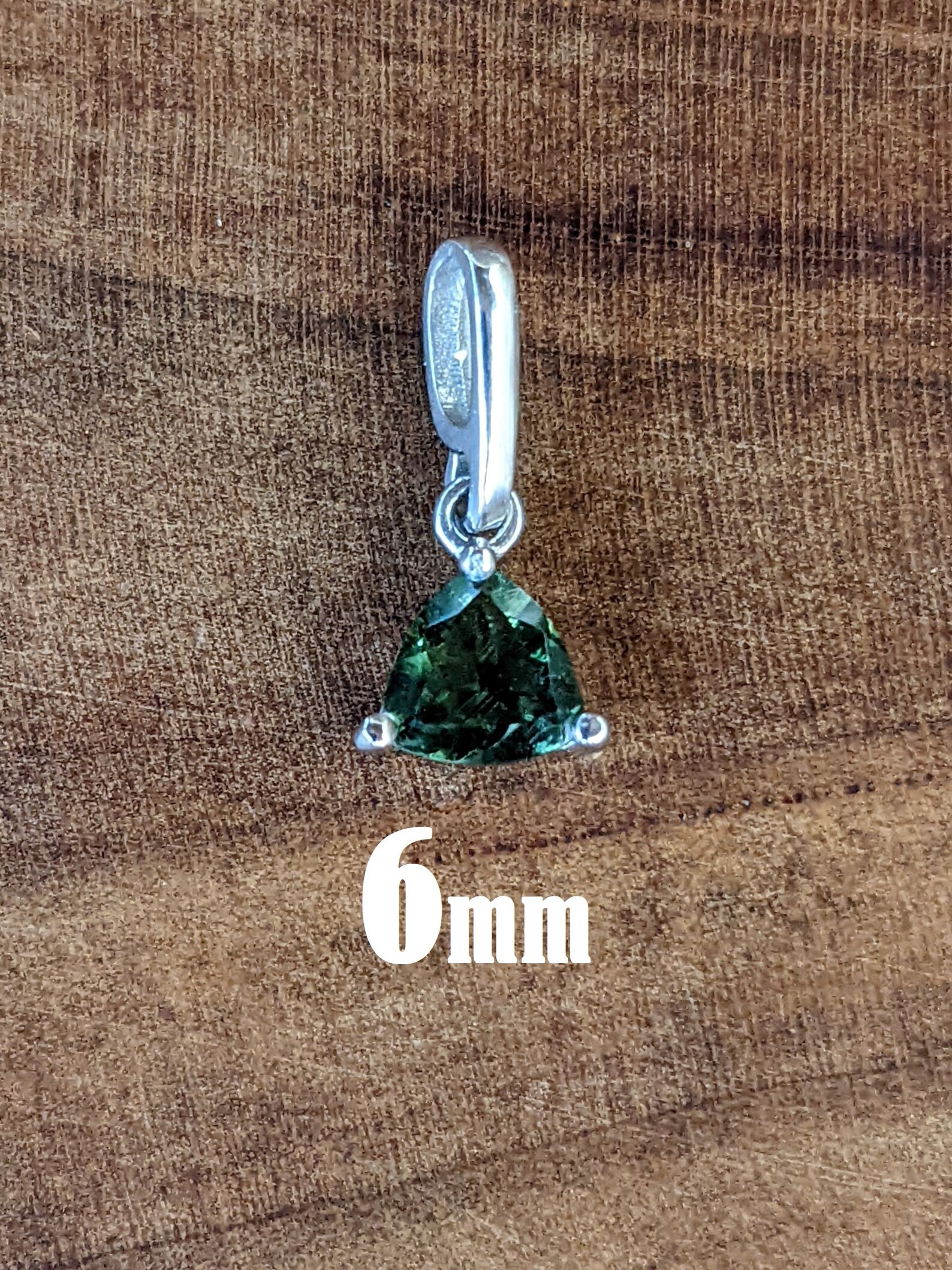 Trillion Facet Moldavite 925 Sterling Silver Pendant - Museum Grade ...
