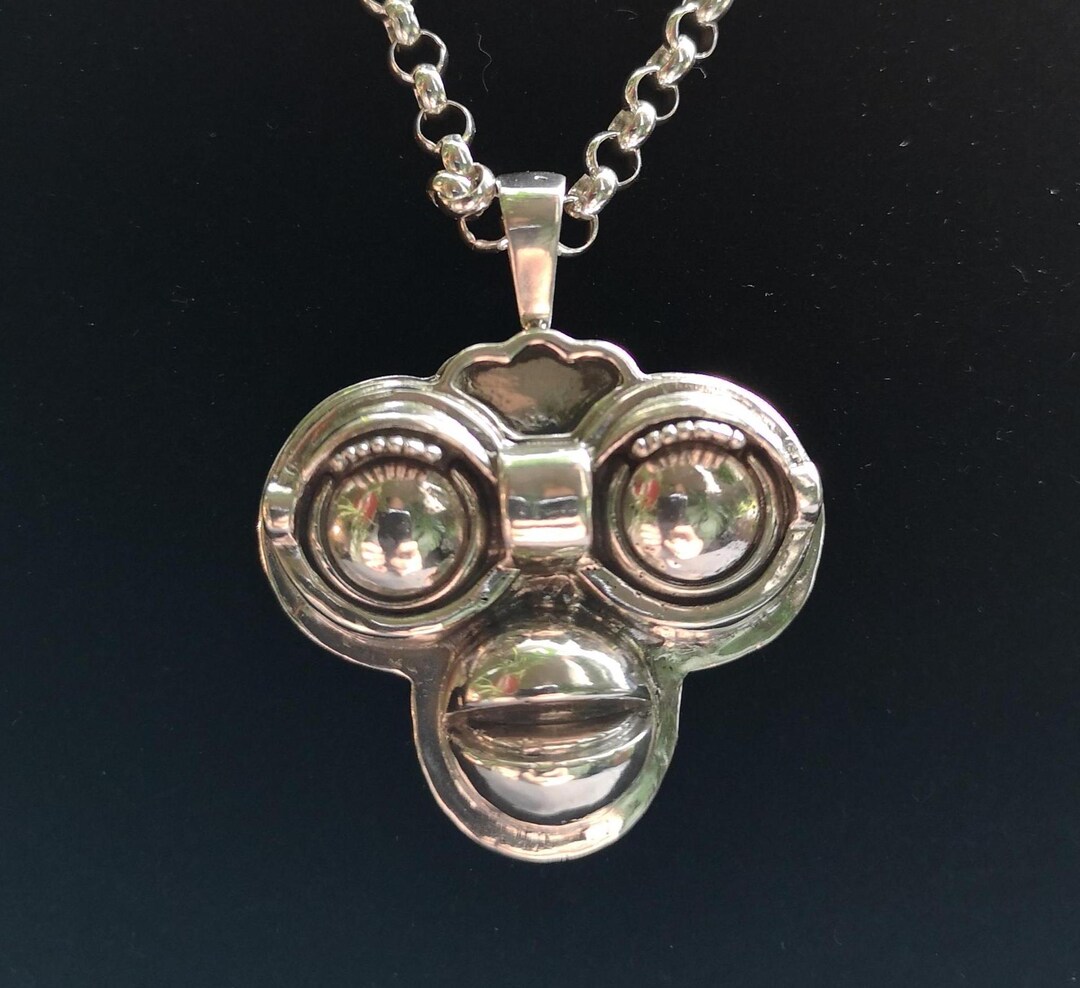 Sterling Silver Furby Face Pendant With Rolo Chain Necklace - Etsy