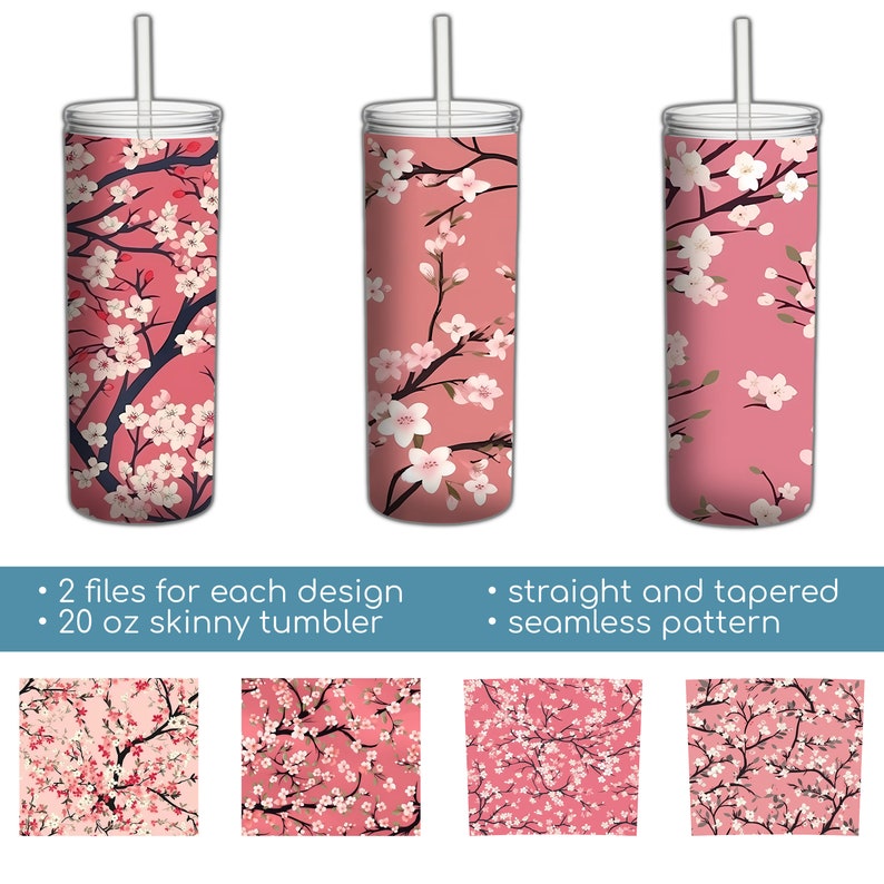 Sakura Cherry Blossom PRINTABLE 20oz Tumbler Wraps Bundle - Etsy